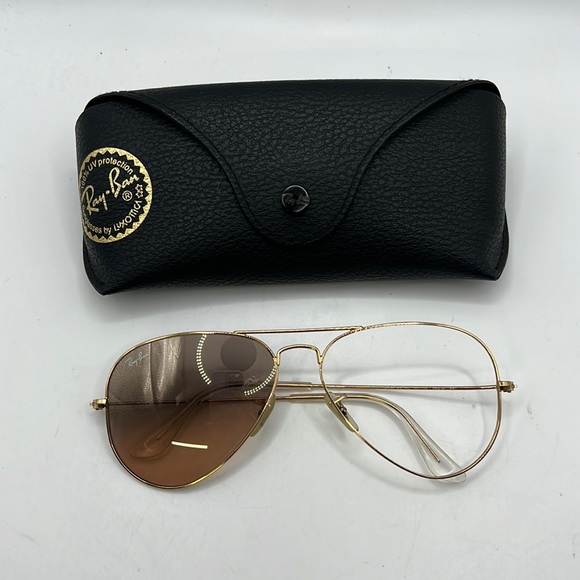 Ray-Ban | Accessories | Ray Ban Aviator Sunglasses And Case Gold Black ...